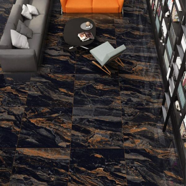 Lexus Black High Gloss 60cm x 60cm Wall and Floor Tile